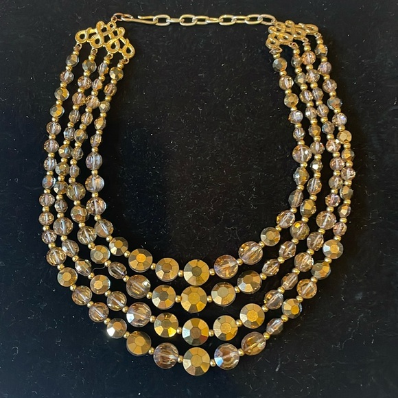 Jewelry | Vintage Bronze Glass Crystal 4 Strand Choker | Poshmark